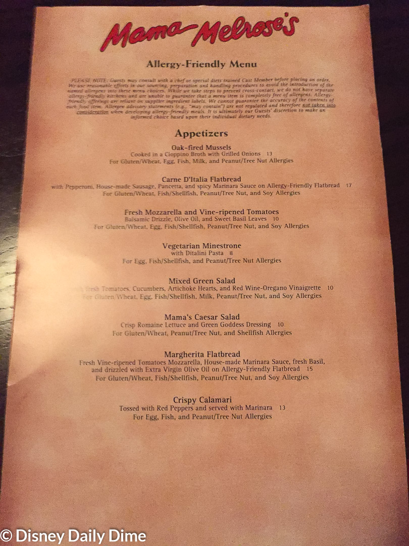 Mama Melrose’s Ristorante Italiano Gluten Free Review | Disney Daily Dime
